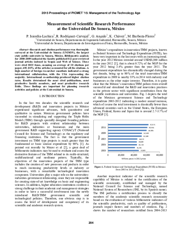 (PDF) Measurement of scientific research performance at the Universidad ...