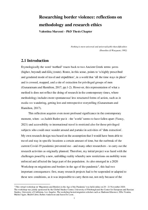 (PDF) Researching border violence: reflections on methodology and ...