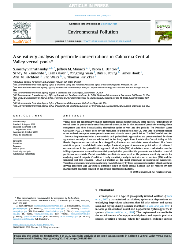 (PDF) A sensitivity analysis of pesticide concentrations in California ...
