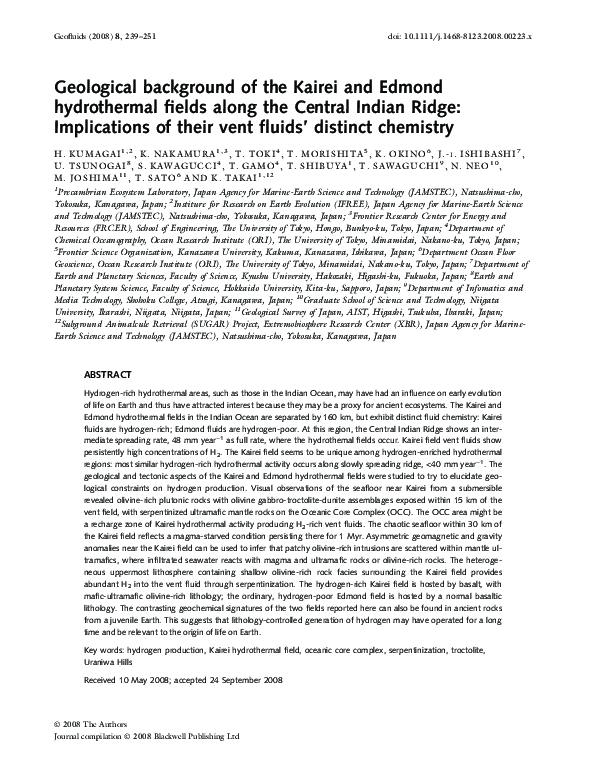 (PDF) Geological background of the Kairei and Edmond hydrothermal ...