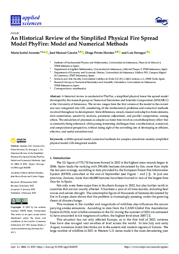 (PDF) An Historical Review of the Simplified Physical Fire Spread Model ...