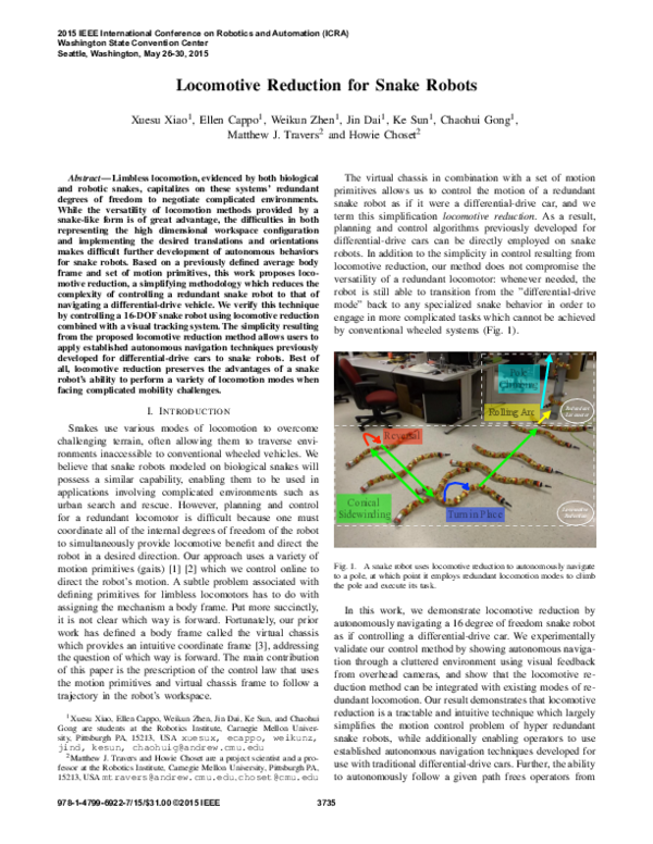 (PDF) Locomotive reduction for snake robots | Matthew Travers - Academia.edu