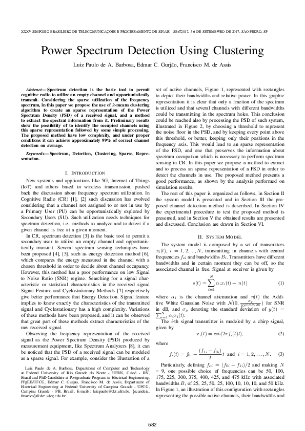 (PDF) Power Spectrum Detection Using Clustering