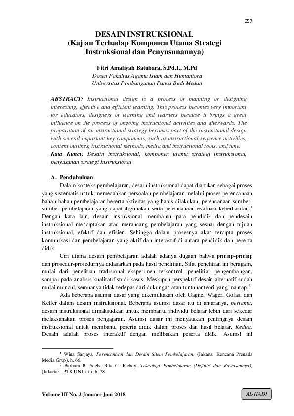 (PDF) DESAIN INSTRUKSIONAL (Kajian Terhadap Komponen Utama Strategi Instruksional dan Penyusunannya