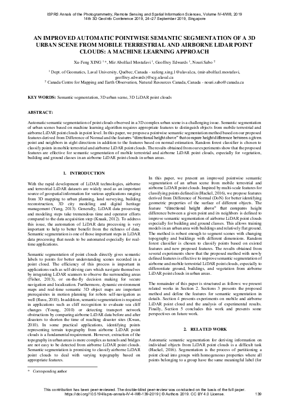 (PDF) An Improved Automatic Pointwise Semantic Segmentation of a 3D Urban Scene from Mobile ...