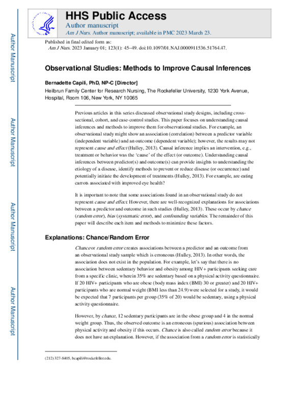 (PDF) Improving the Validity of Causal Inferences in Observational Studies