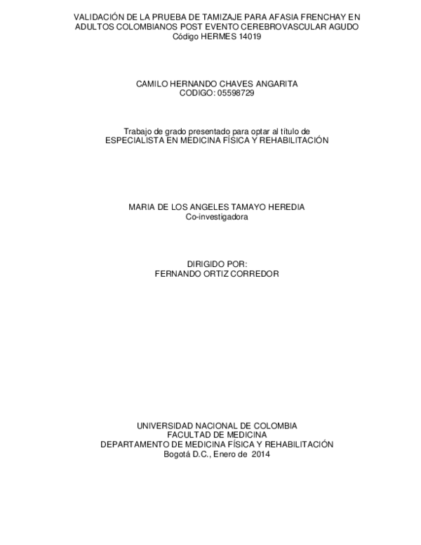 (PDF) Validación de la prueba de tamizaje para afasia frenchay en ...