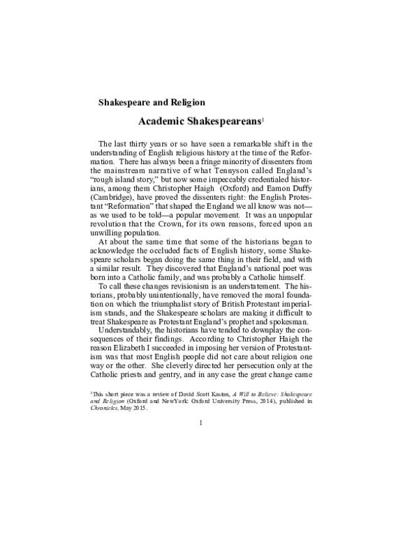 (PDF) Shakespeare and Religion