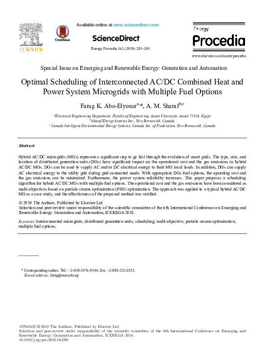 (PDF) Optimal Scheduling of Interconnected AC/DC Combined Heat and Power System Microgrids with ...