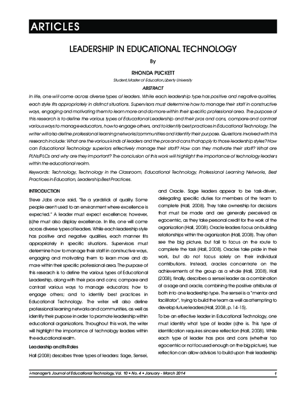 (PDF) Leadership in Educational Technology