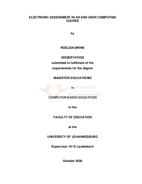 (PDF) Electronic assessment in an end-user computing course