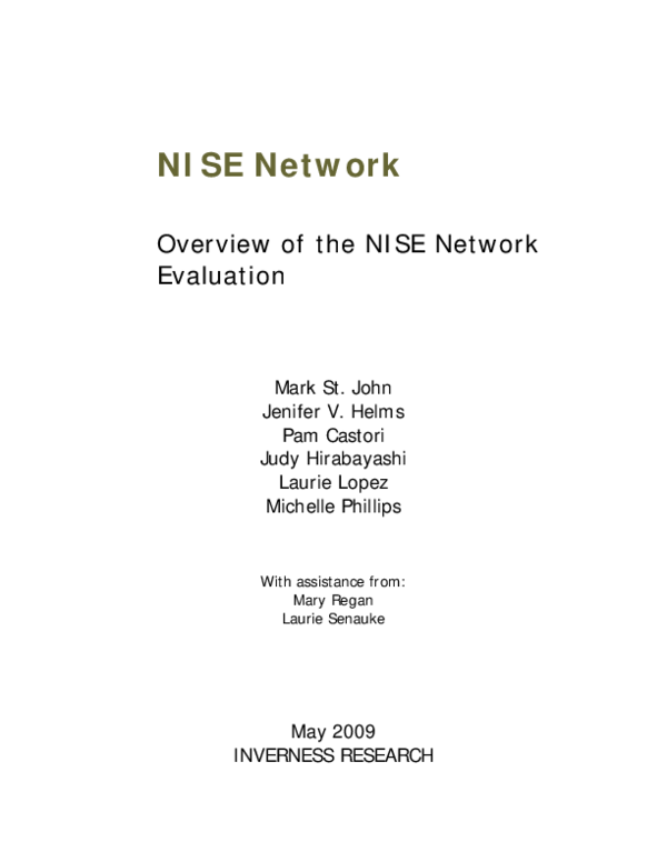 (PDF) NISE Network: Overview of the NISE Network Evaluation