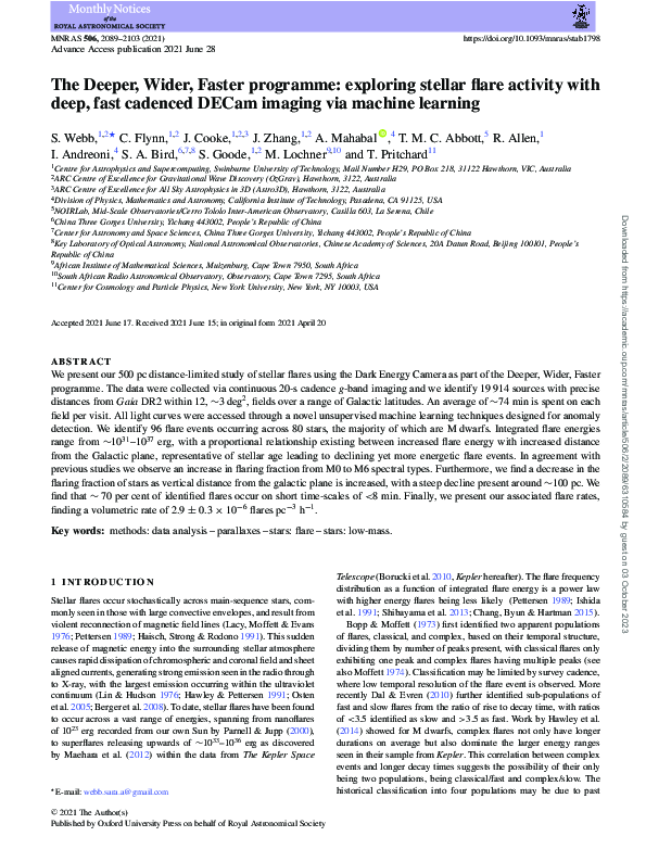 (PDF) The Deeper, Wider, Faster programme: exploring stellar flare ...