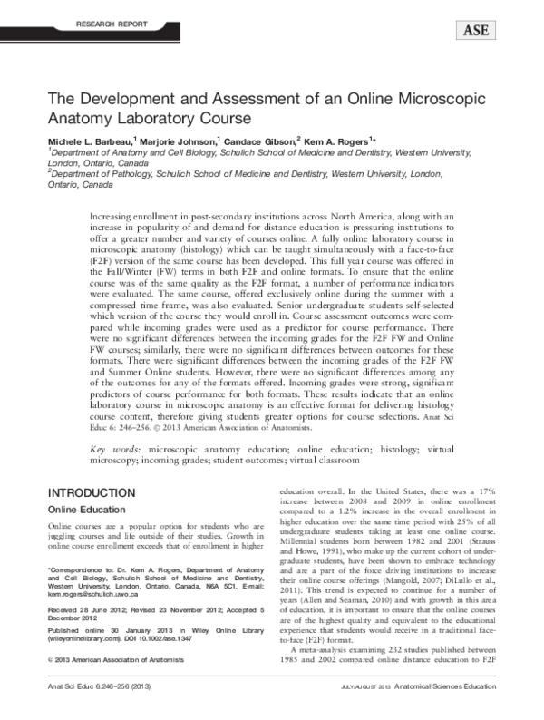(PDF) The development and assessment of an online microscopic anatomy ...