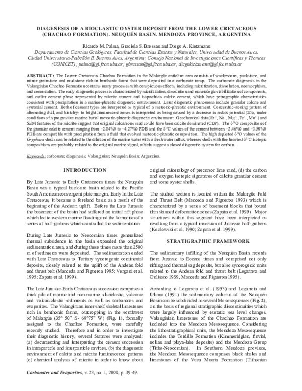 (PDF) Diagenesis of a bioclastic oyster deposit from the Lower ...