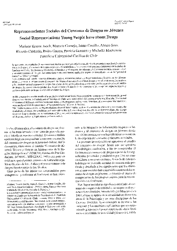 (PDF) Representaciones Sociales del Consumo de Drogas en Jóvenes