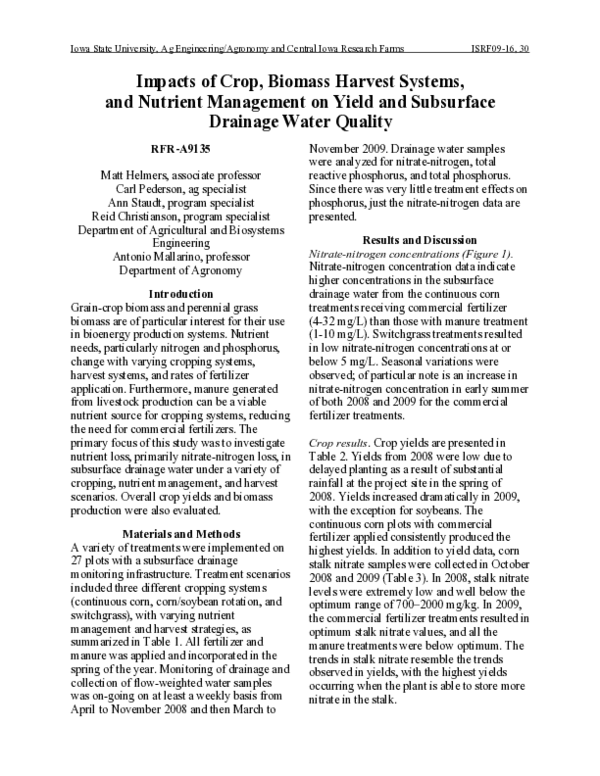 (PDF) Impacts of Crop, Biomass Harvest Systems, and Nutrient Management ...