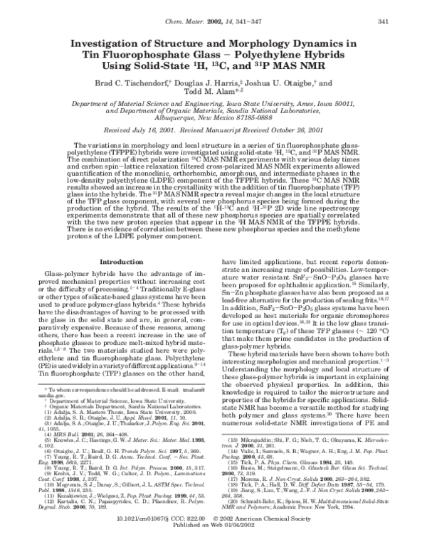 (PDF) Investigation of Structure and Morphology Dynamics in Tin Fluorophosphate Glass − ...