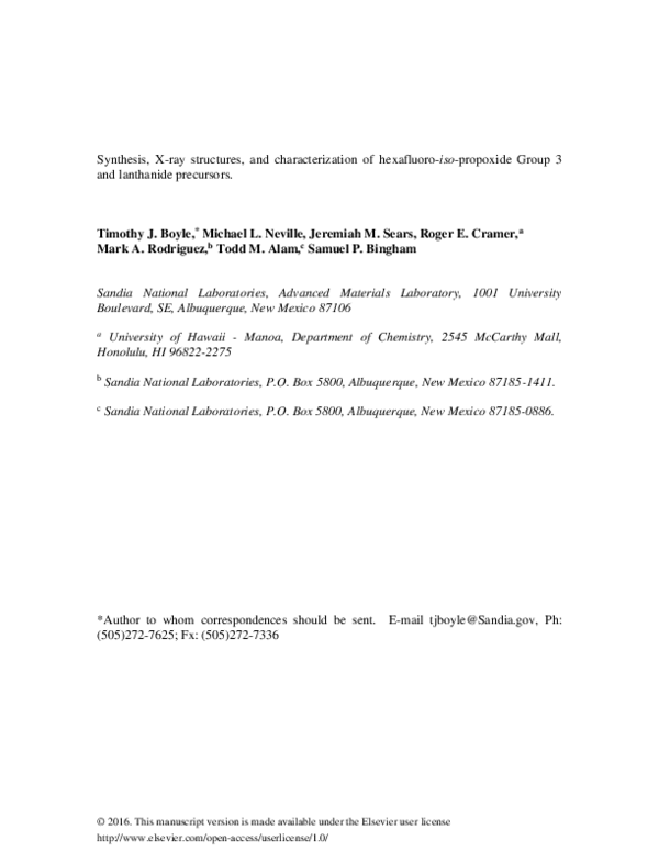 (PDF) Synthesis, X-ray structures, and characterization of hexafluoro ...