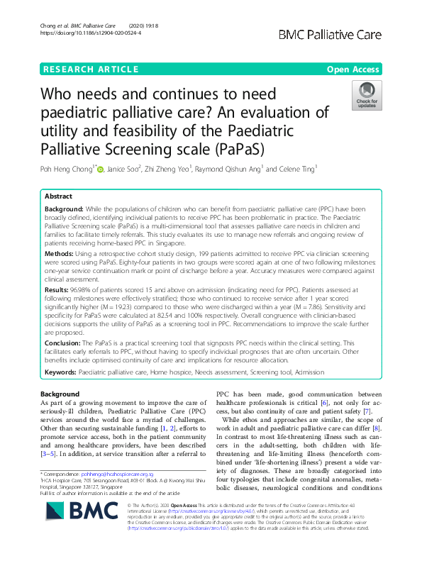 (PDF) Who needs and continues to need paediatric palliative care? An ...