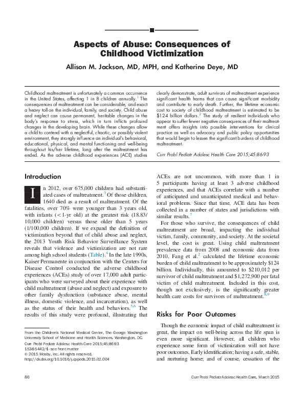 (PDF) Aspects of Abuse: Consequences of Childhood Victimization