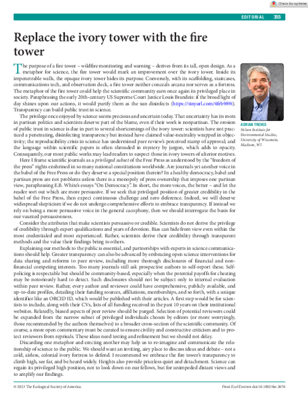 (PDF) Replace the ivory tower with the fire tower