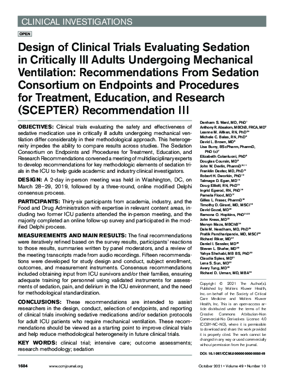 (PDF) Design of Clinical Trials Evaluating Sedation in Critically Ill ...