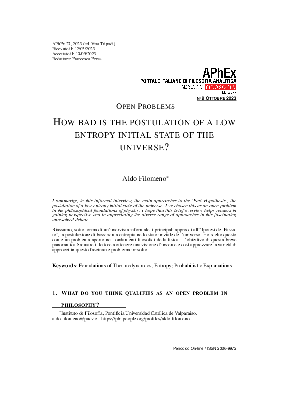 (PDF) How bad is the postulation of a low entropy initial state of the ...