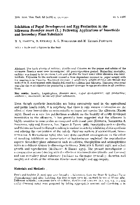 (PDF) Inhibition of Pupal Development and Egg production in the ...