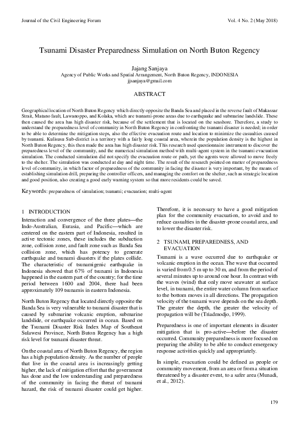 (PDF) Tsunami Disaster Preparedness Simulation on North Buton Regency