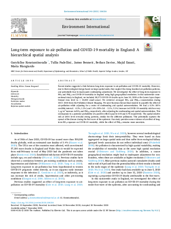 (PDF) Long-term exposure to air pollution and COVID-19 severity: A ...