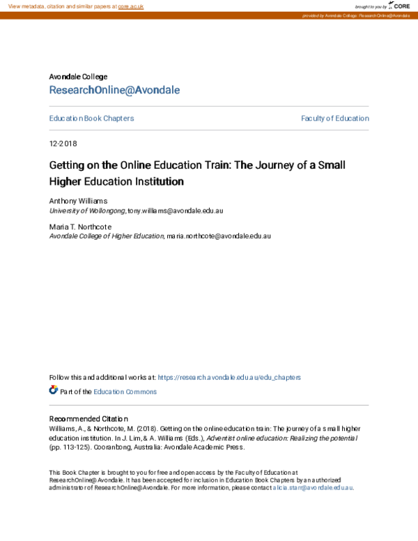 (PDF) Getting on the Online Education Train: The Journey of a Small ...