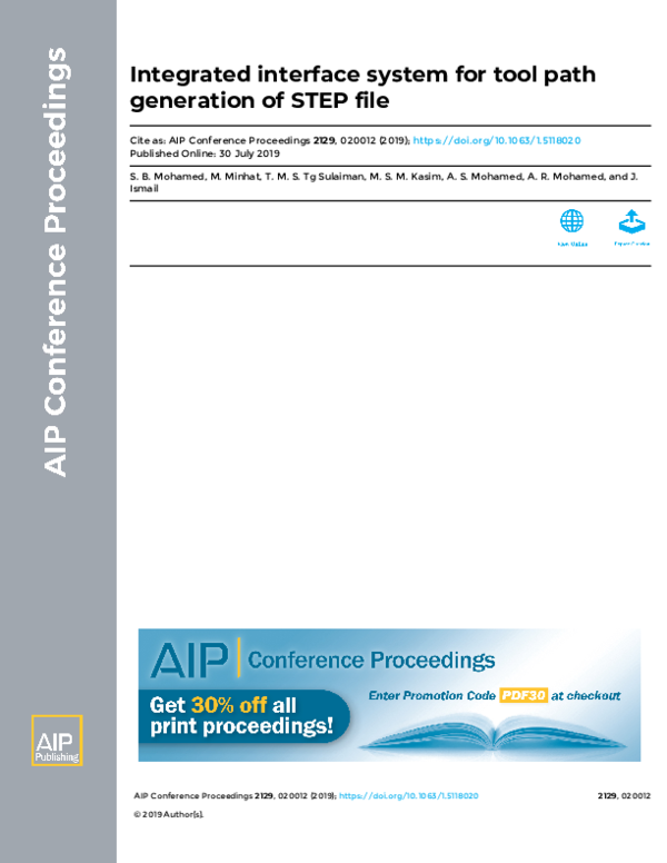 (PDF) Integrated interface system for tool path generation of STEP file