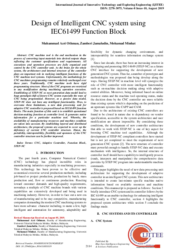 (PDF) Design of Intelligent CNC system using IEC61499 Function Block | Mohamad Minhat - Academia.edu