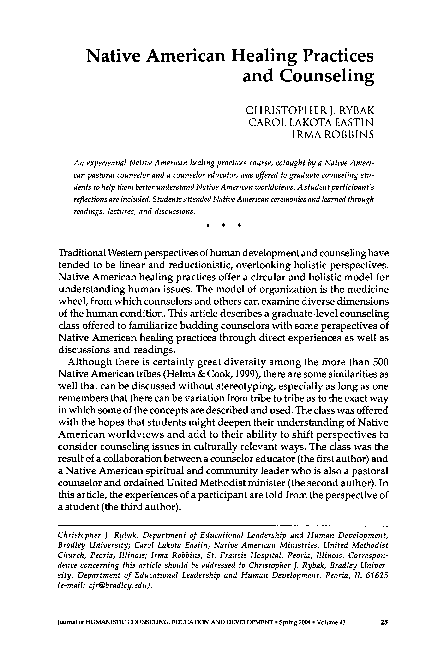 (PDF) Native American Healing Practices and Counseling