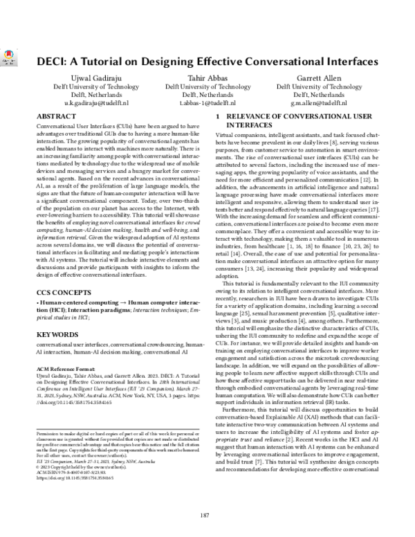 (PDF) DECI: A Tutorial on Designing Effective Conversational Interfaces