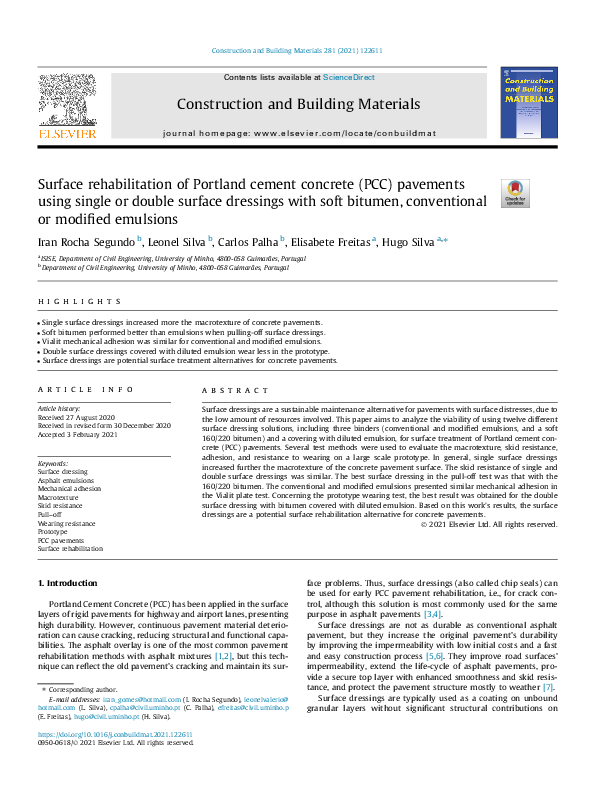 (PDF) Surface rehabilitation of Portland cement concrete (PCC ...