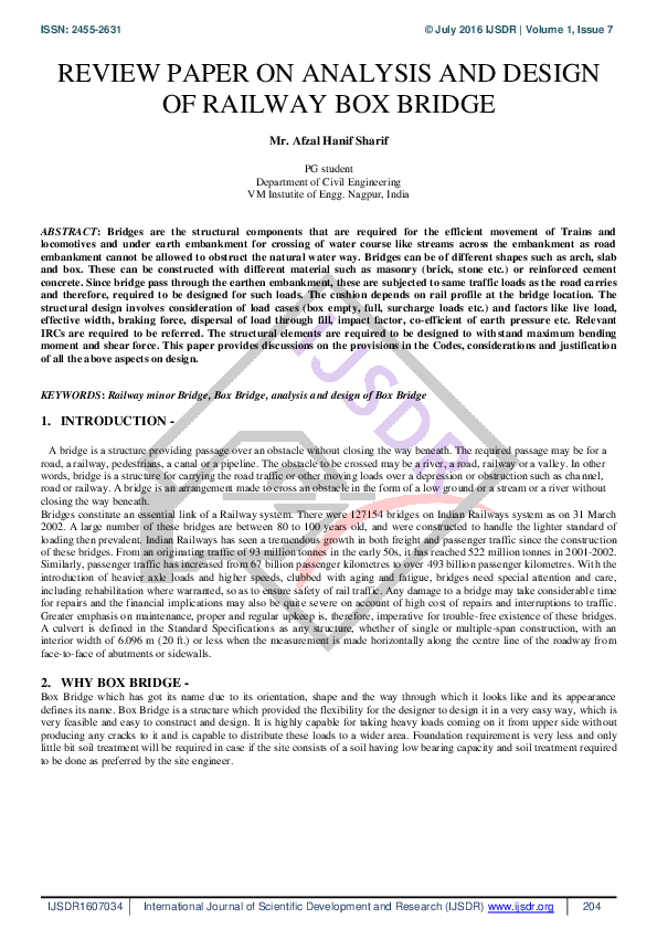 (PDF) PAPER ON ANALYSIS AND DESIGN OF RAILWAY BOX BRIDGE Mr