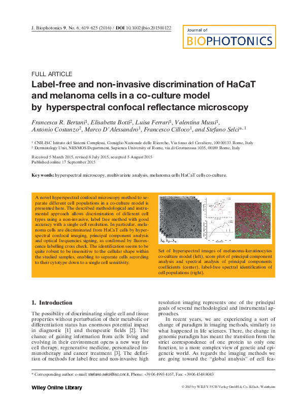 (PDF) Label-free and non-invasive discrimination of HaCaT and melanoma ...