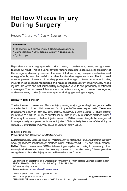 (PDF) Hollow Viscus Injury During Surgery