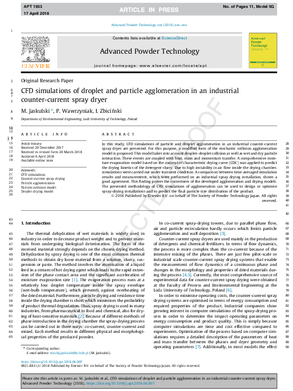 (PDF) CFD simulations of droplet and particle agglomeration in an ...