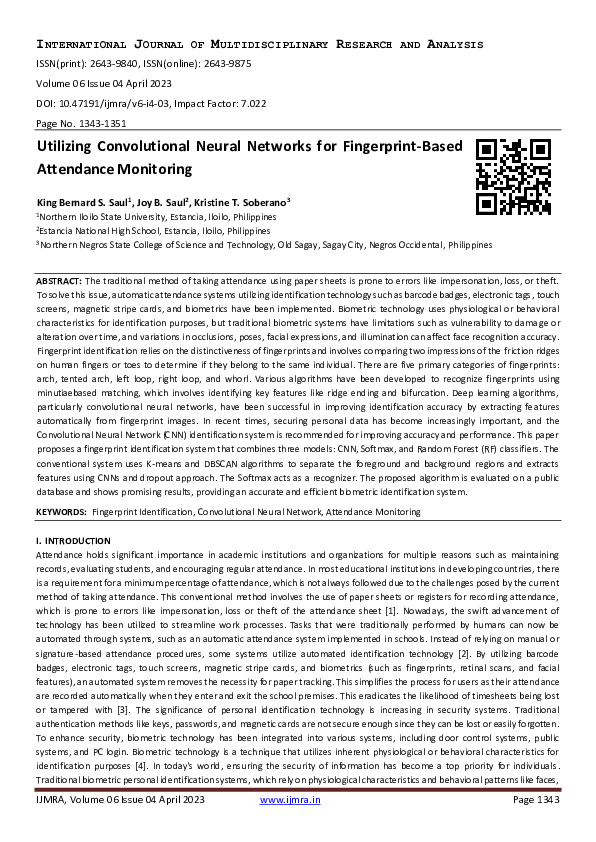 (PDF) Utilizing Convolutional Neural Networks for Fingerprint-Based Attendance Monitoring ...