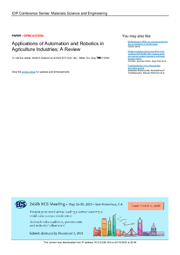 (PDF) Applications of Automation and Robotics in Agriculture Industries ...