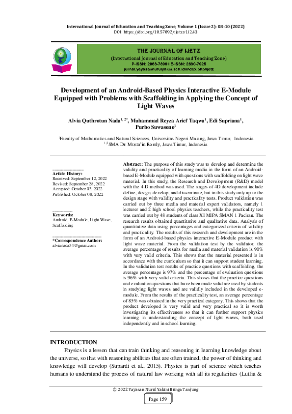 Pdf Development Of An Android Based Physics Interactive E Module 3548