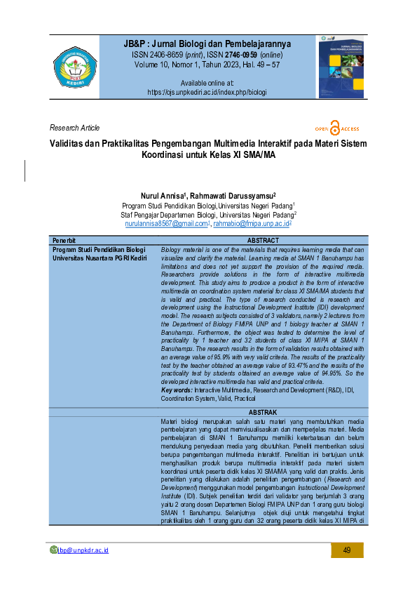 (PDF) Validitas dan Praktikalitas Pengembangan Multimedia Interaktif pada Materi Sistem ...