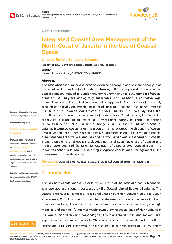 (PDF) Integrated Coastal Area Management of the North Coast of Jakarta ...