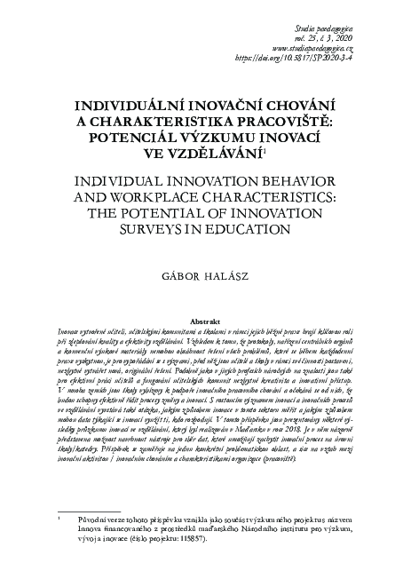 (PDF) Individuální inovační chování a charakteristika pracoviště ...