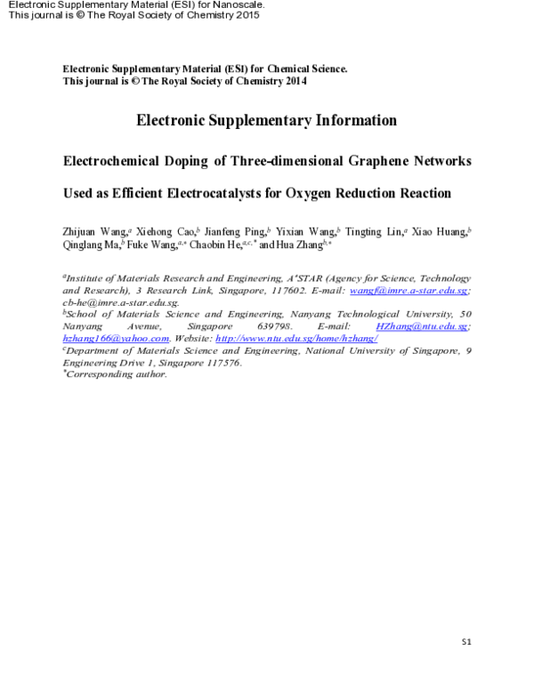 (PDF) Electrochemical doping of three-dimensional graphene networks used as efficient ...