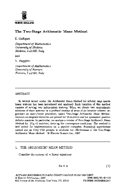(PDF) The Two-Stage Arithmetic Mean Method