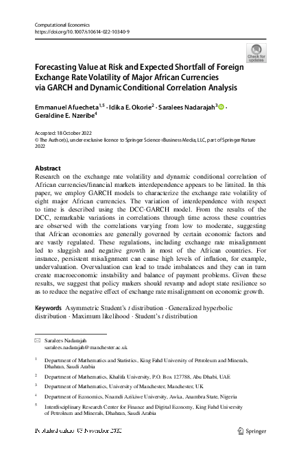 (PDF) Forecasting Value at Risk and Expected Shortfall of Foreign Exchange Rate Volatility of ...